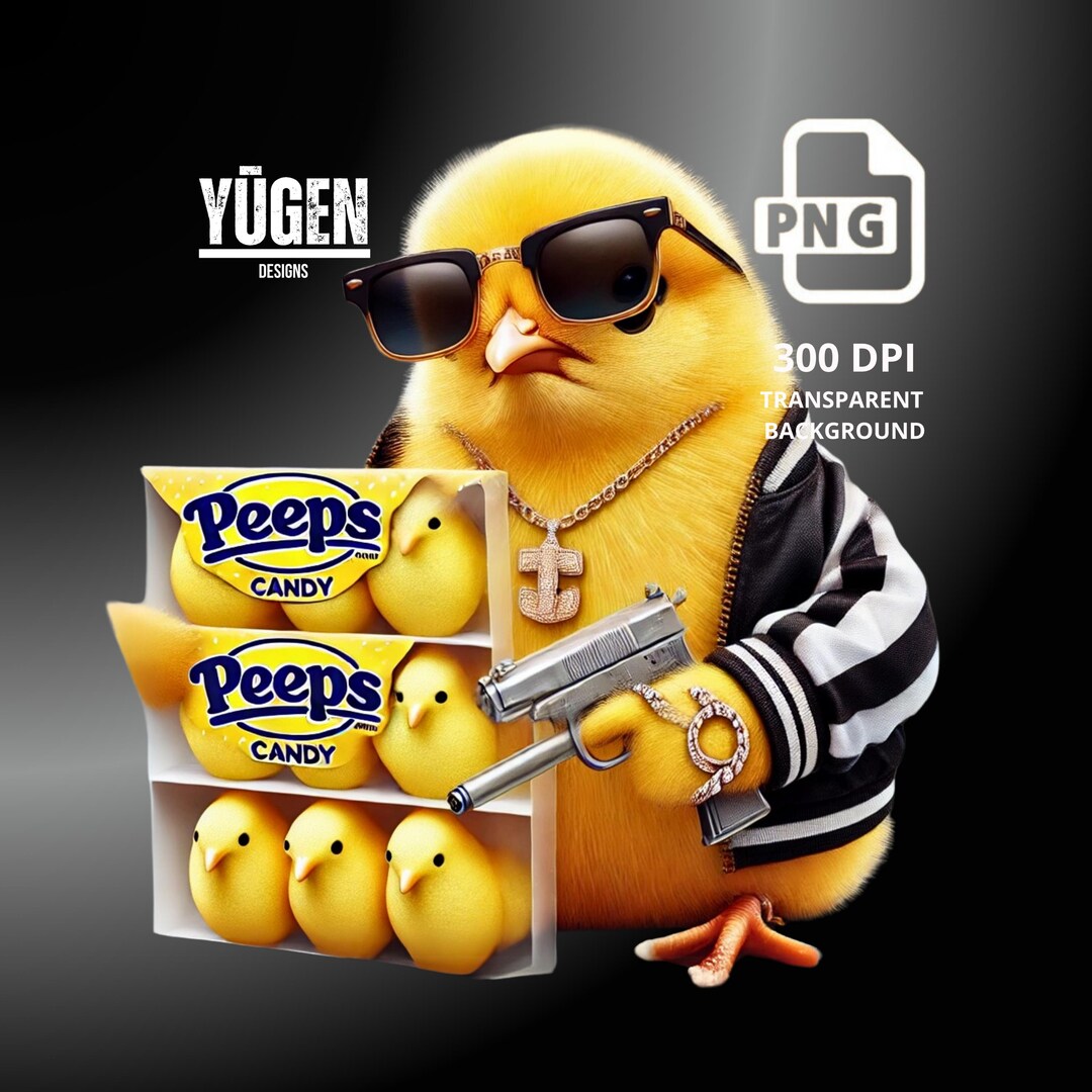 Gangsta Chicken Selling Peeps Candy PNG, Armed Chicken Png, Gangsta ...