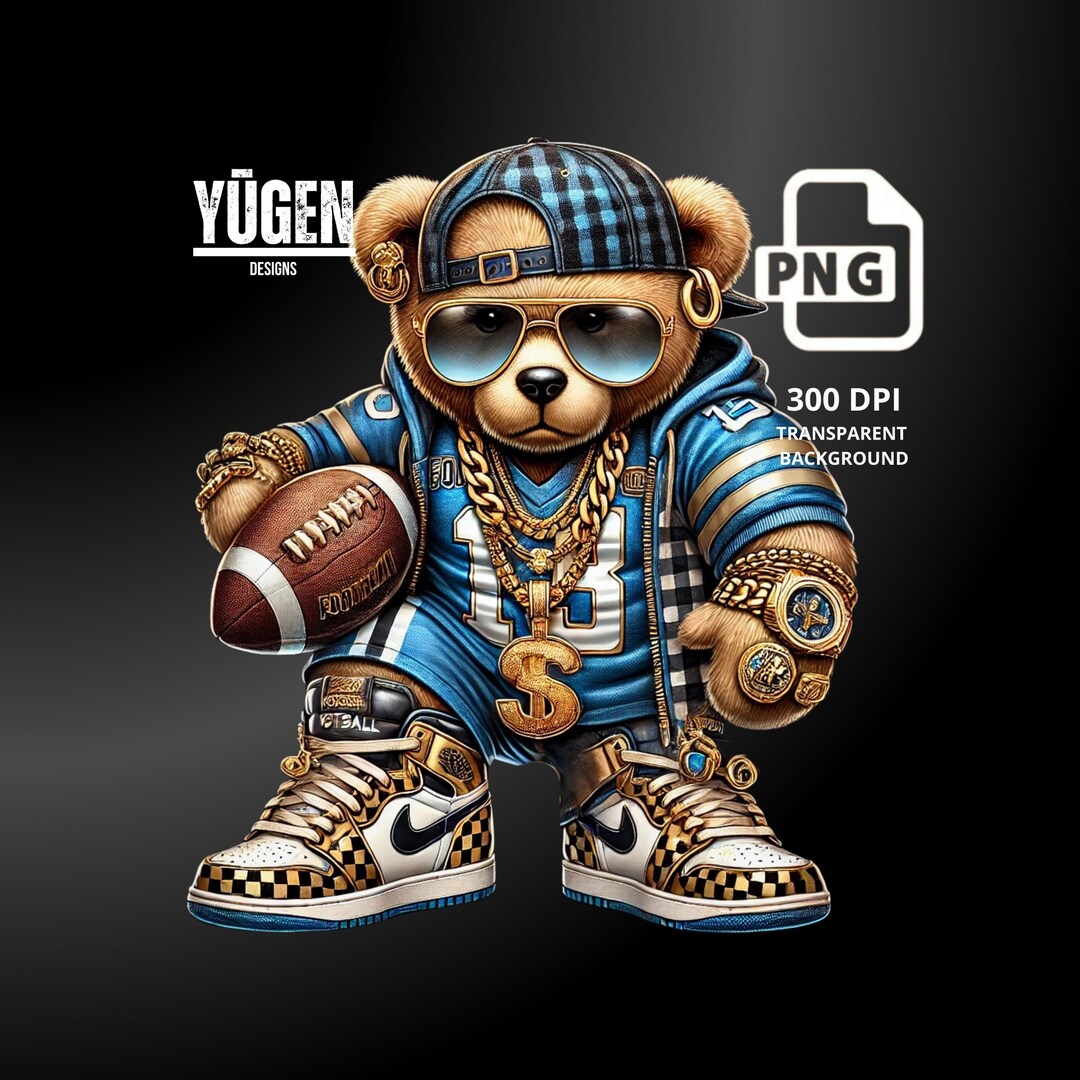 Hip Hop Football Gangsta Graffiti Bear Cartoon Digital Download PNG ...