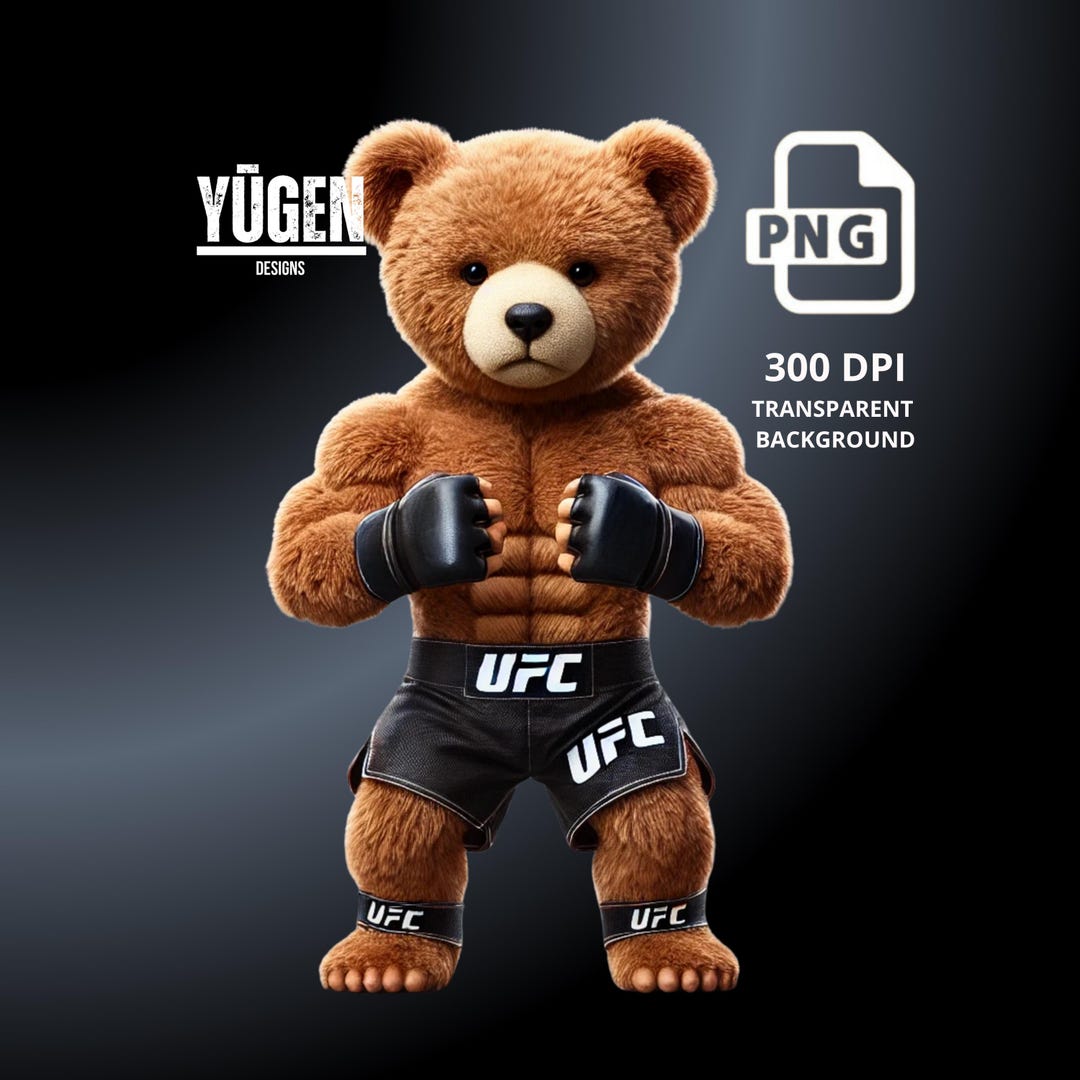 MMA Teddy Bear Clipart, Fighter Design, Png File, Fighter Teddy Bear ...
