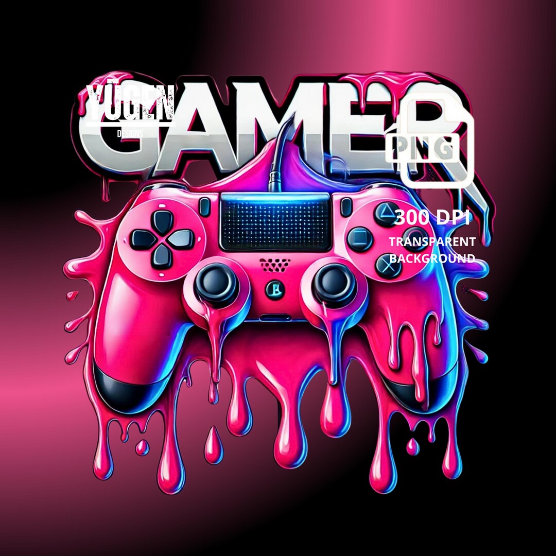 Dripping Pink Gamer Png, Graffiti Gaming Controller Sublimation Design ...