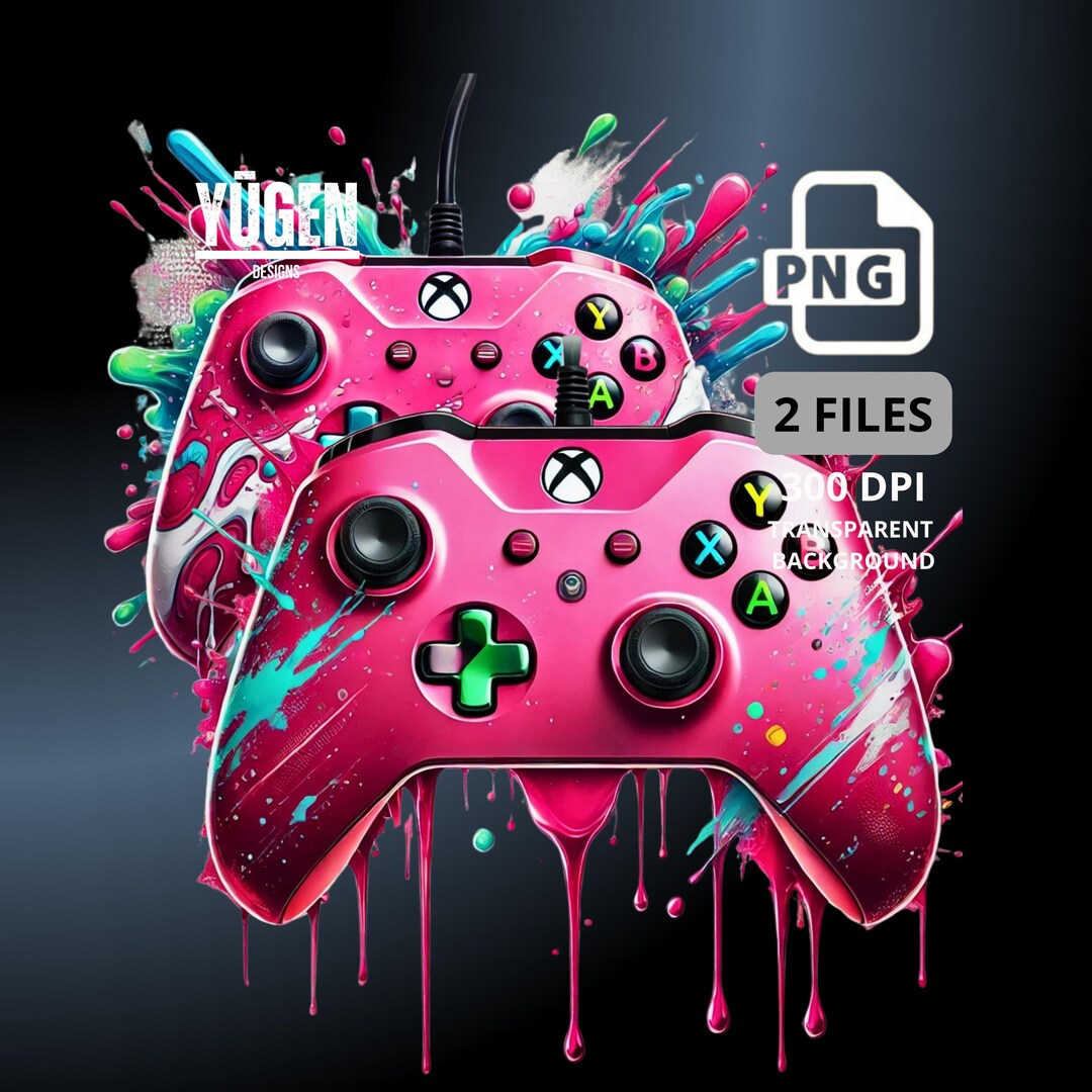 Dripping Pink Bundle 2 Pngs, Graffiti Gaming Controller Sublimation ...