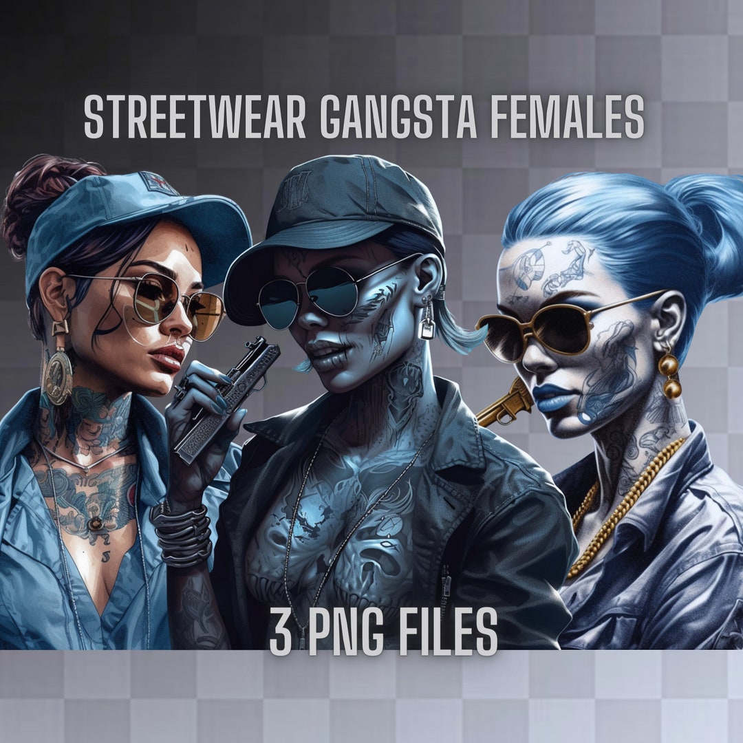 T-shirt Designs Bundle Female Portraits Gangsta Design - Etsy