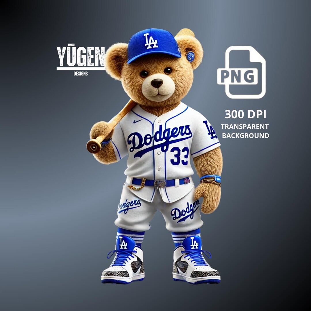 Los Angeles Baseball Gangsta Teddy Bear Cartoon Digital Download PNG ...