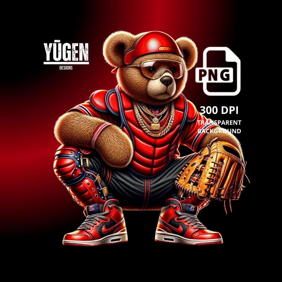 Hip Hop Baseball Graffiti Gangsta Bear Cartoon Digital Download PNG ...