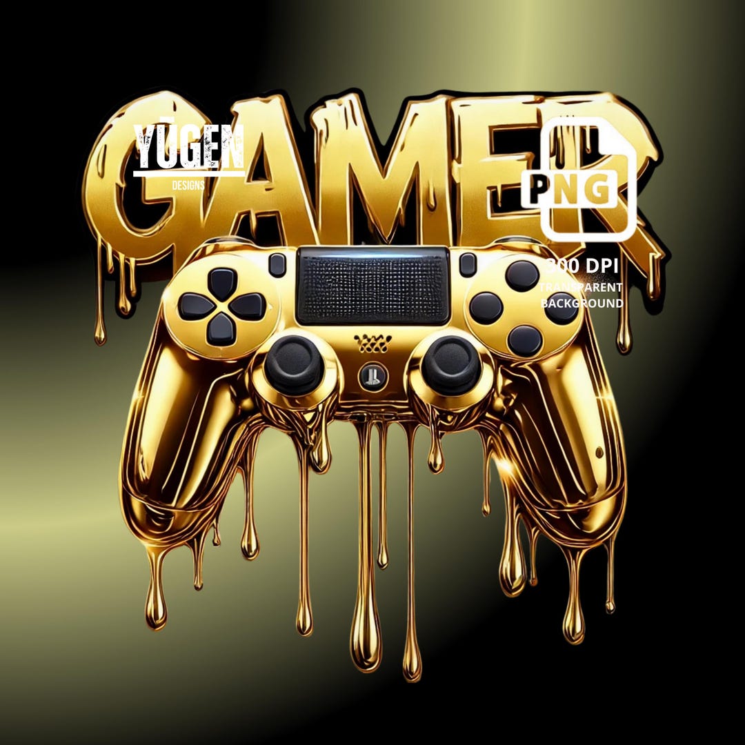 Dripping Gold Gamer Png Graffiti Gaming Controller Sublimation Design ...