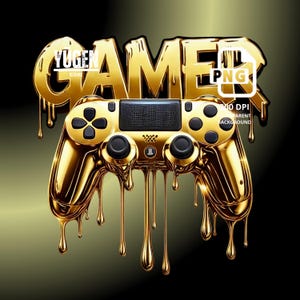 Dripping Gold Gamer Png Graffiti Gaming Controller Sublimation Design ...