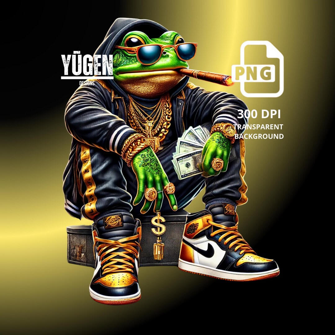 Gangsta Frog Wearing Tracksuit, Money Themed Digital Design for the ...