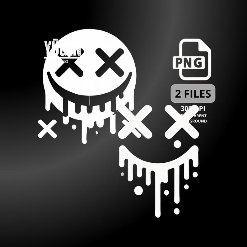 Dripping Smiley Face Bundle 2 Pngs, Smiley Face Clipart PNG, Dripping ...