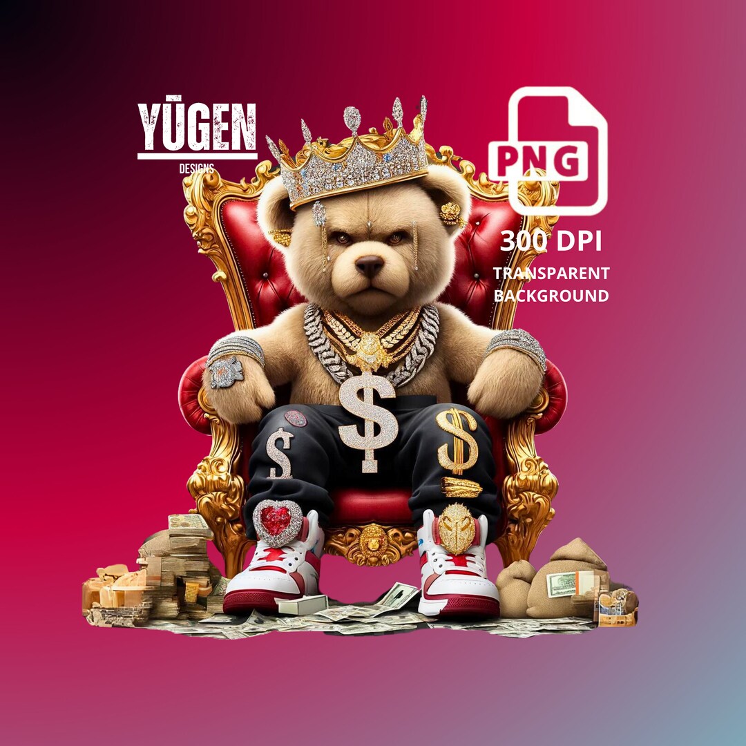 Royal Gangsta Teddy Bear, Gold King Hip Hop Teddy Bear, Trendy Graffiti ...