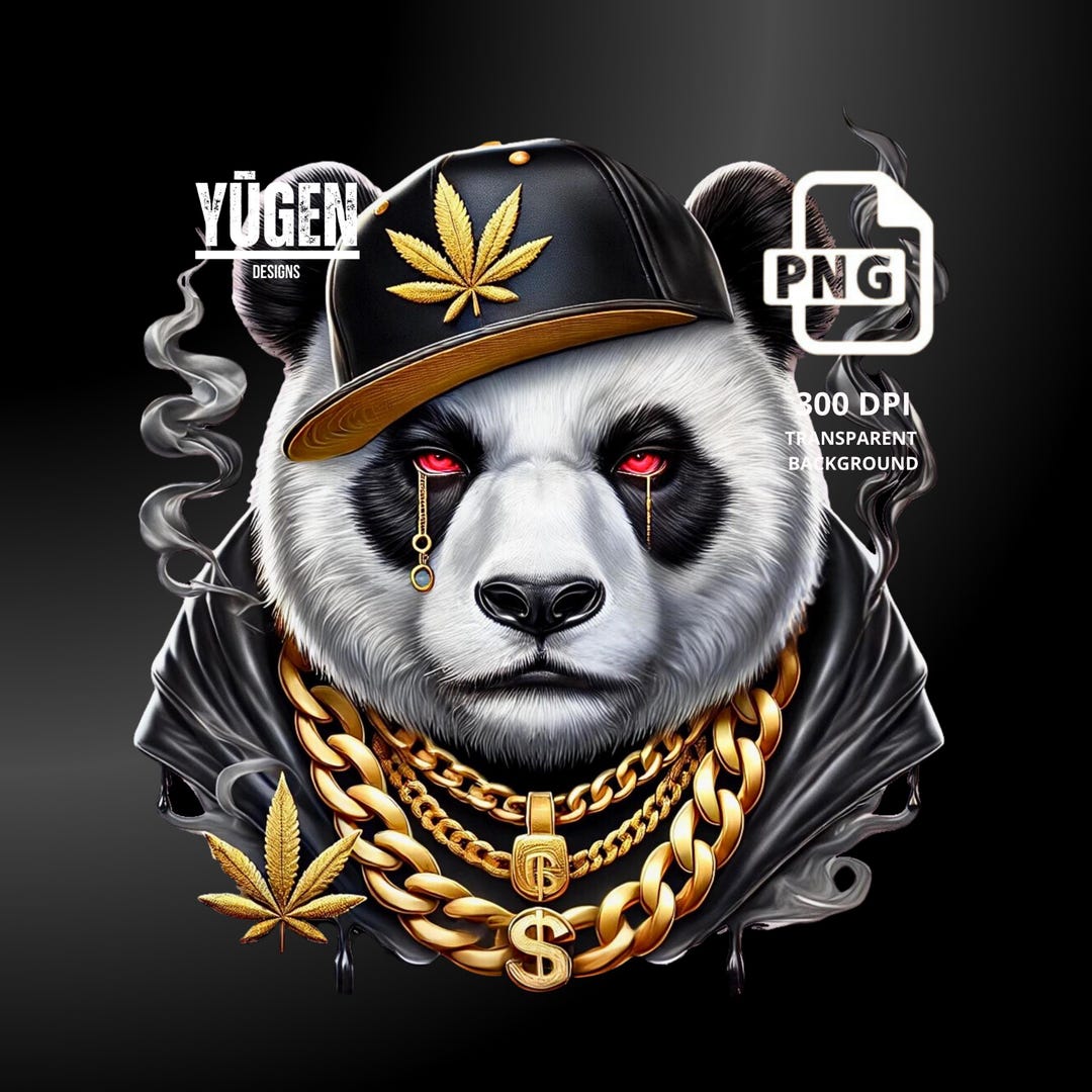 Dripping Stoned Gangsta Panda Stoner T-shirts & Hoodies Design PNG, 420 ...