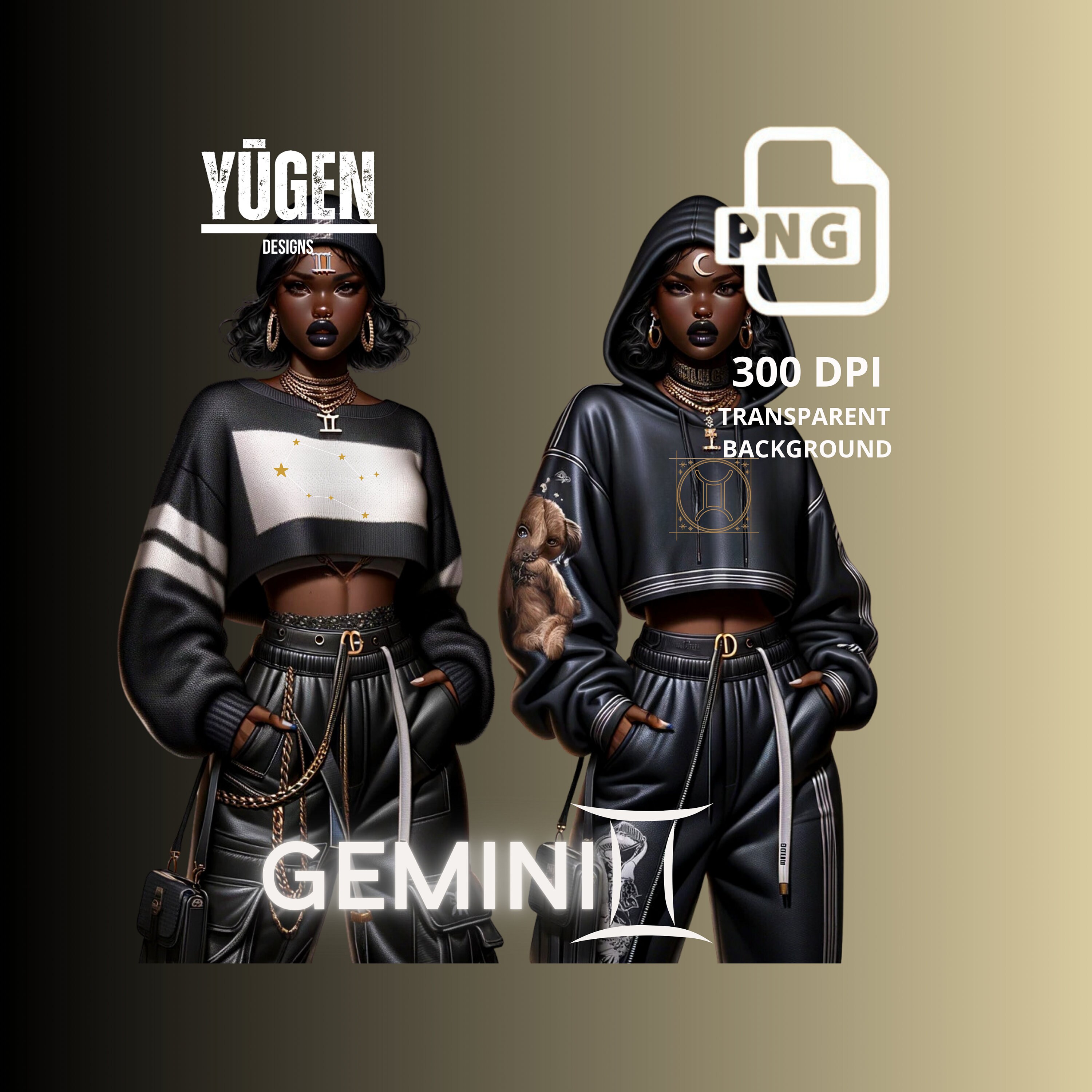 Black Gemini Zodiac Design PNG File, Horoscope T-shirt Digital Design ...
