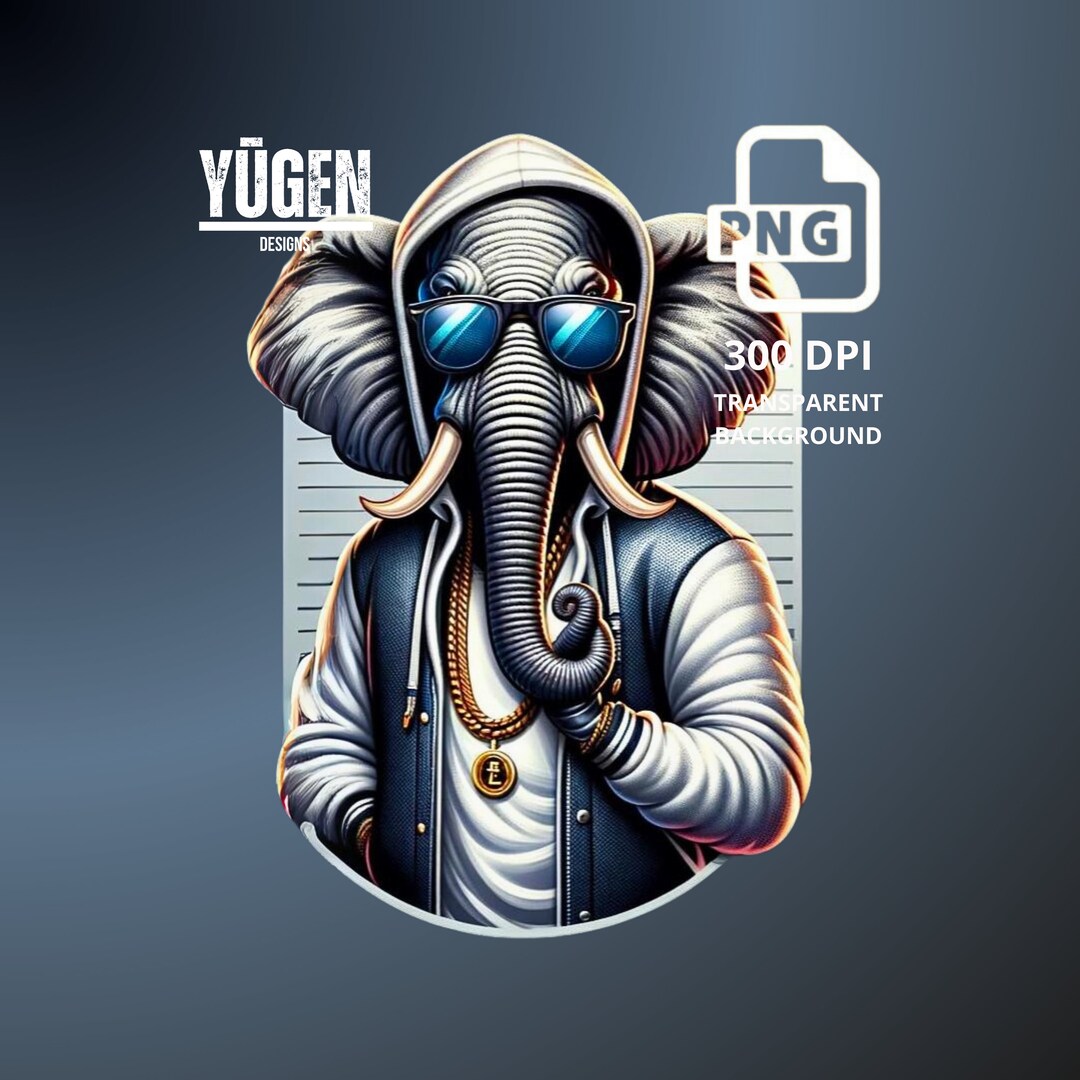 Hip-hop Elephant PNG Graphic T-shirt Digital Design, Graffiti Urban ...
