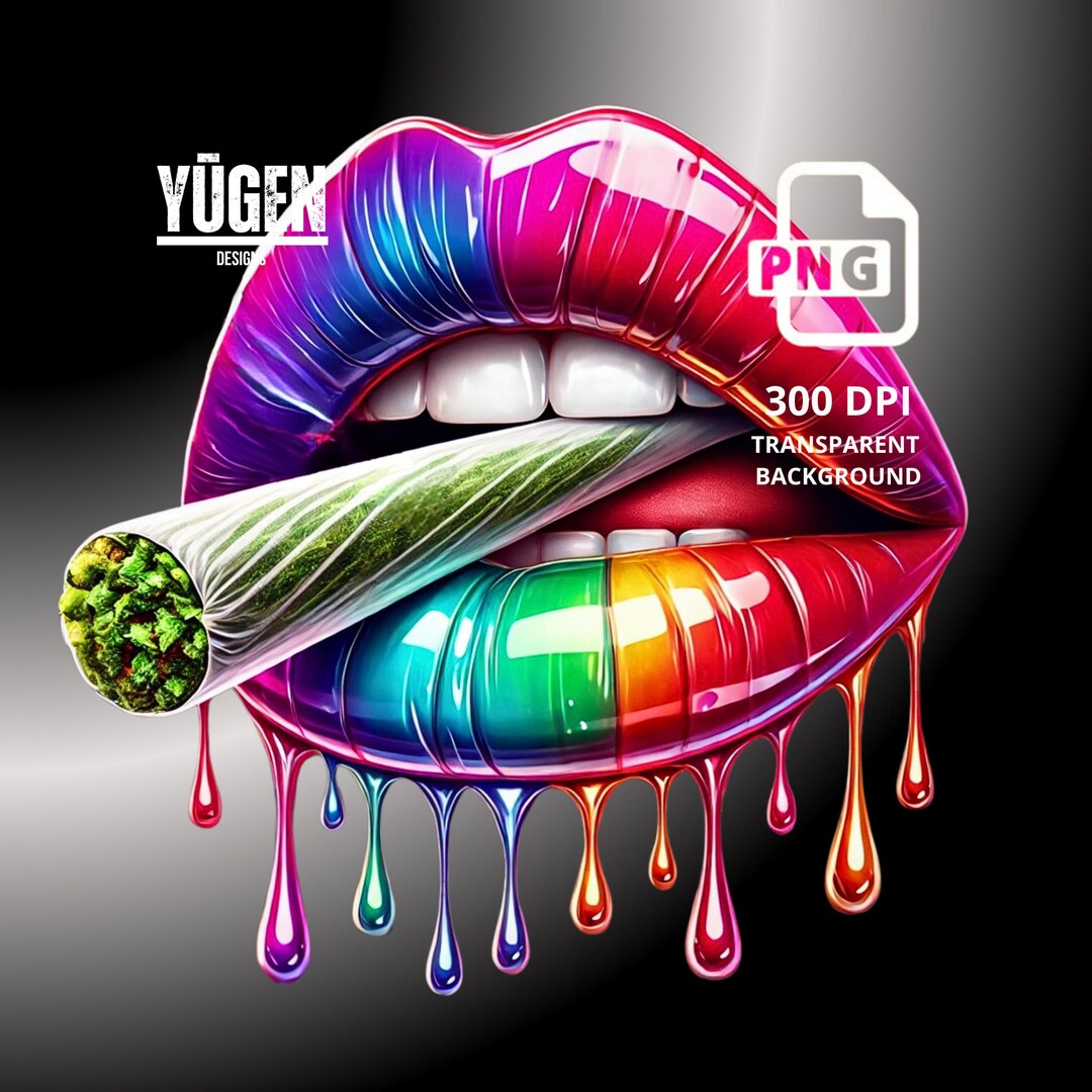 Colorful Weed Lips Png, Marijuana Sublimation Design, Lips Clipart ...