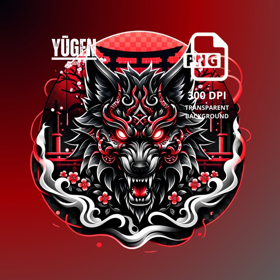 Yokai Cyberpunk Wolf T-shirt Design, Japanese Design, T-shirt POD ...