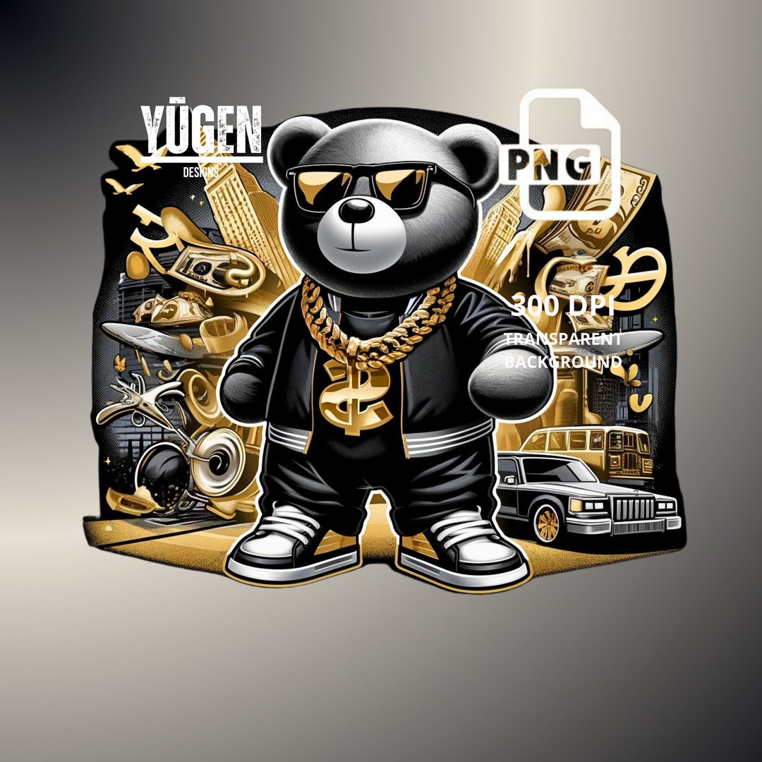 Hip Hop Teddy Money Bear Design, Graffiti Cartoon, Digital Download PNG ...