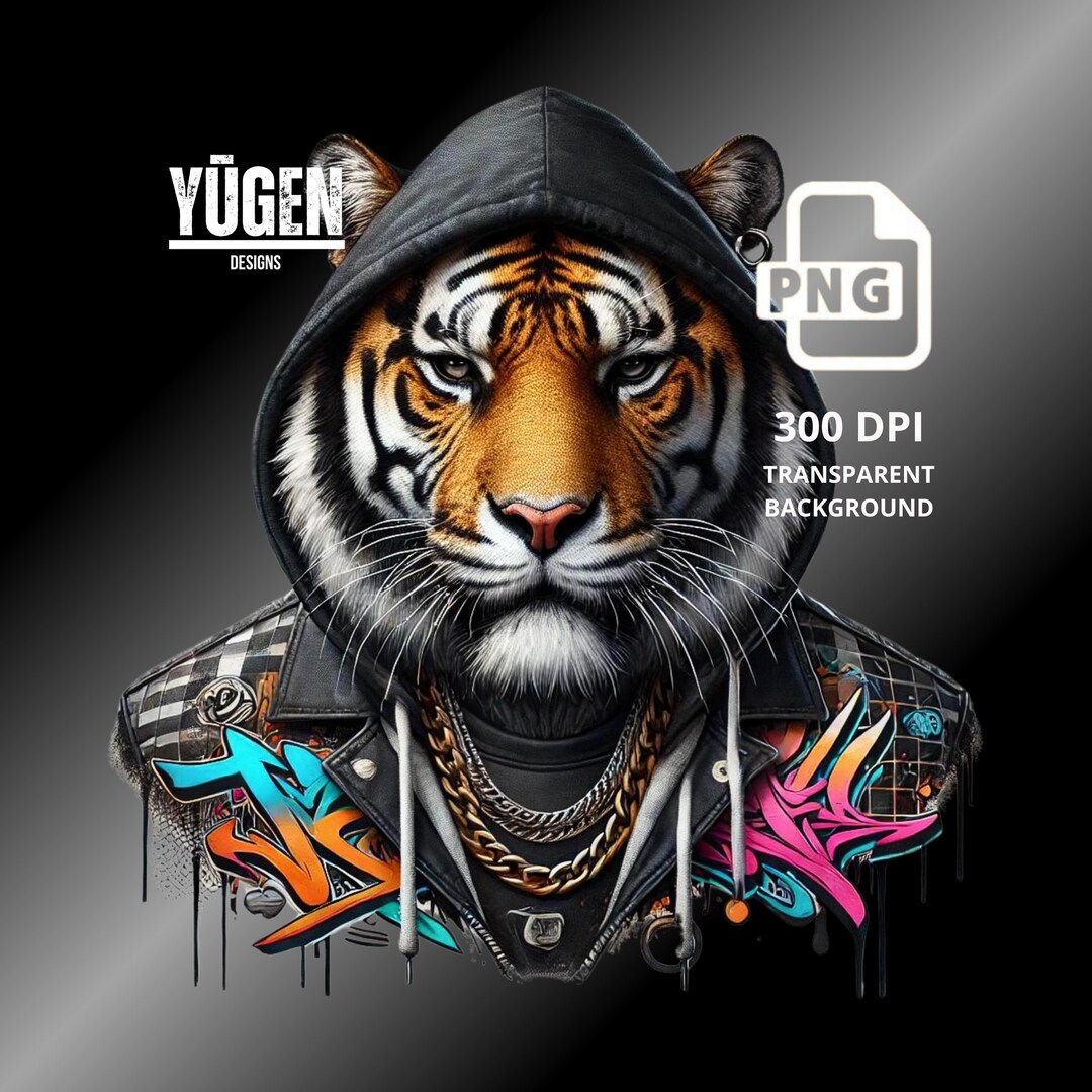 Dripping Gangsta Streetwear Graffiti Tiger PNG Graphic T-shirt Digital ...