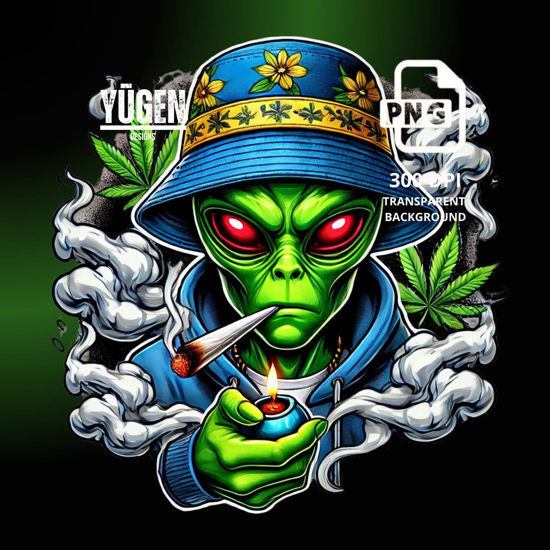 Gangsta Alien Stoner Png, Marijuana Png, Stoner Alien Png, Extra Terrestrial Png, Outer Space ...