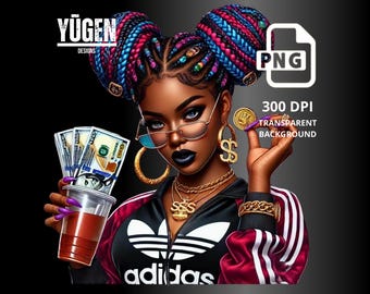 Black Girl With Money PNG Black Dope Girl Clipart Woman With Iced ...