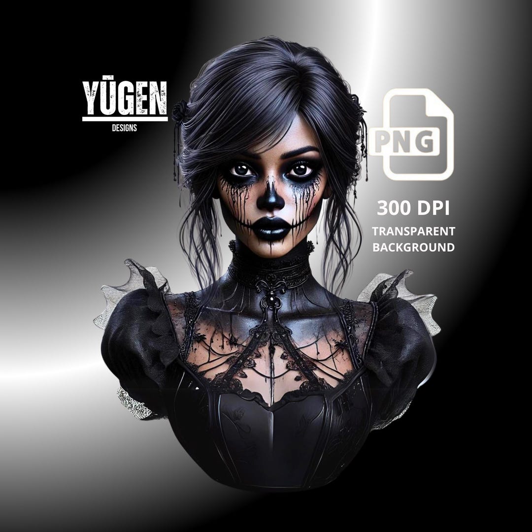 Halloween Sublimation PNG, Goth Girl. Halloween Fashion Clipart, Creepy ...