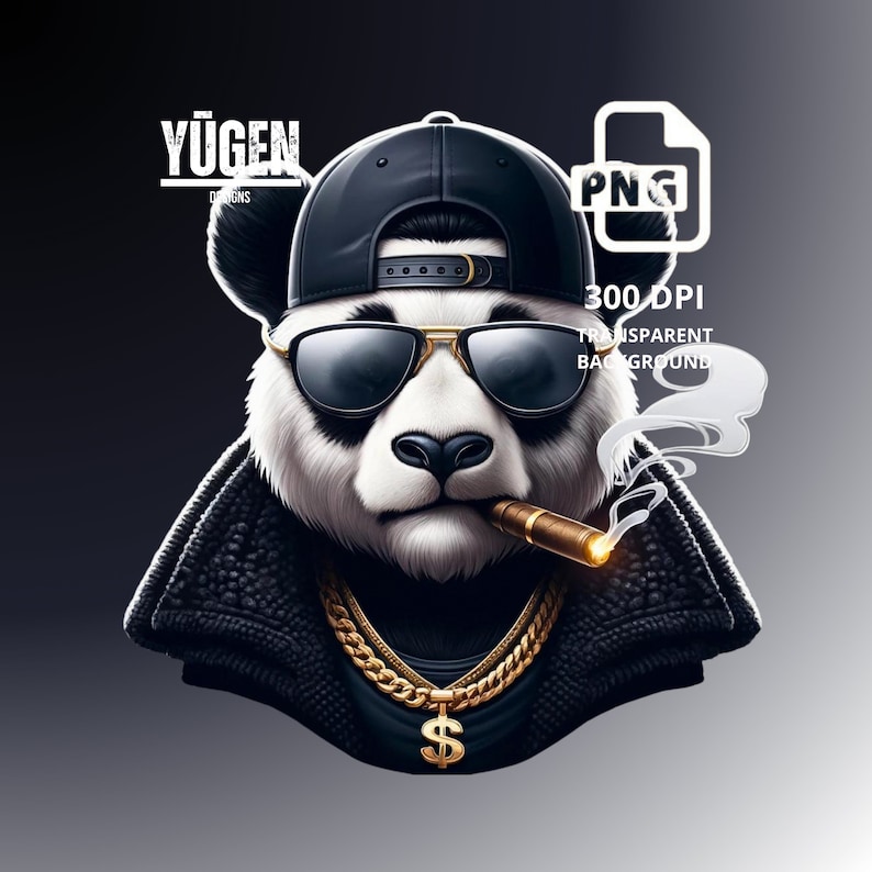 Gangsta Panda PNG Bear T-shirt Sticker Digital File, Panda Lover, Urban ...