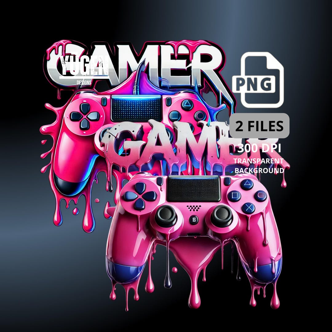 Dripping Pink Gamer Bundle 2 Pngs, Graffiti Gaming Controller ...