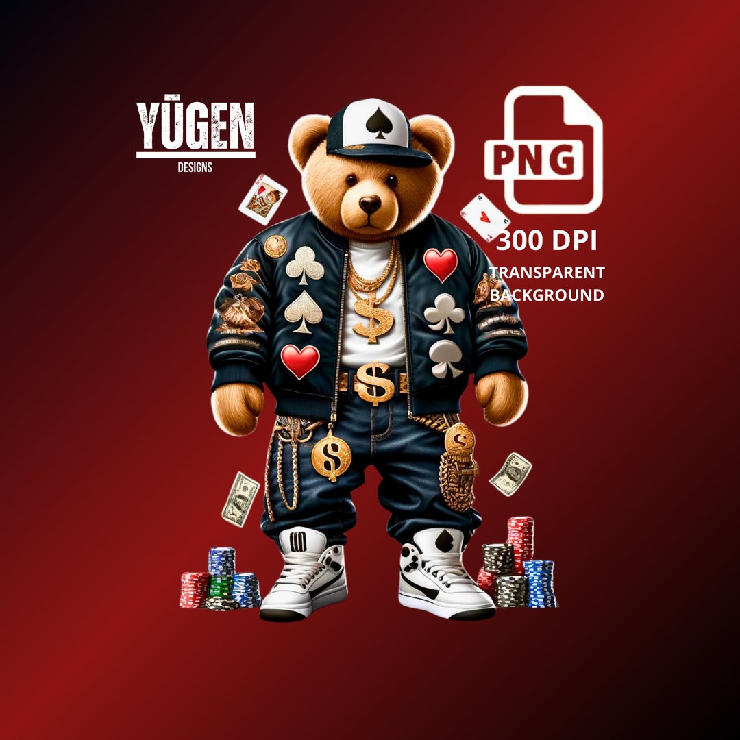 T-shirt Design, Gangsta, Teddy Bear Poker Player Design, Streetwear ...