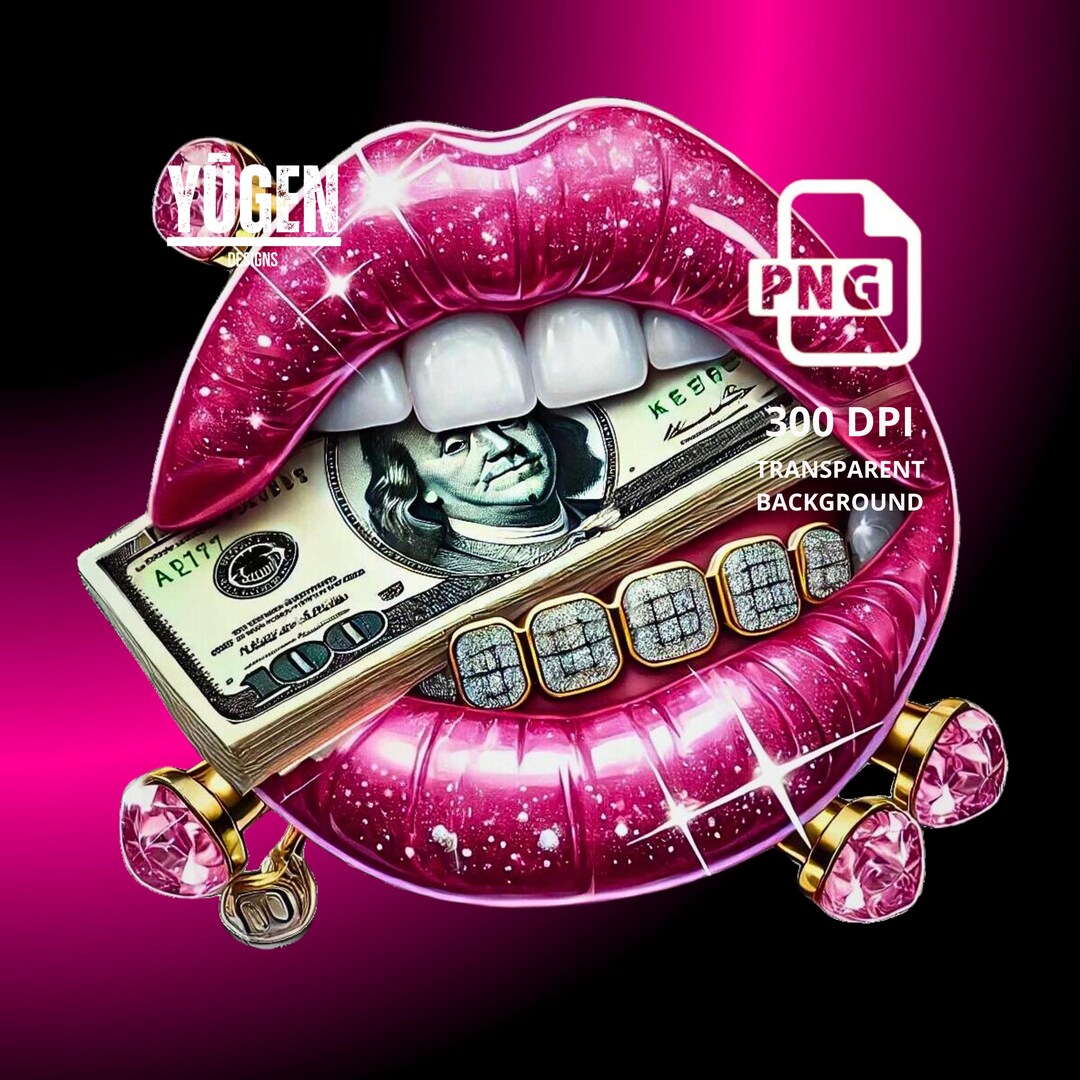 100 Dollar Bill Lips Png Sublimation Design, Digital Art Lips Png ...