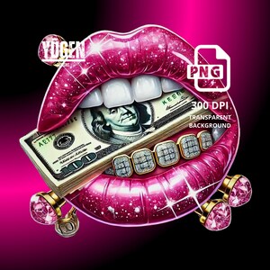 100 Dollar Bill Lips Png Sublimation Design, Digital Art Lips Png ...
