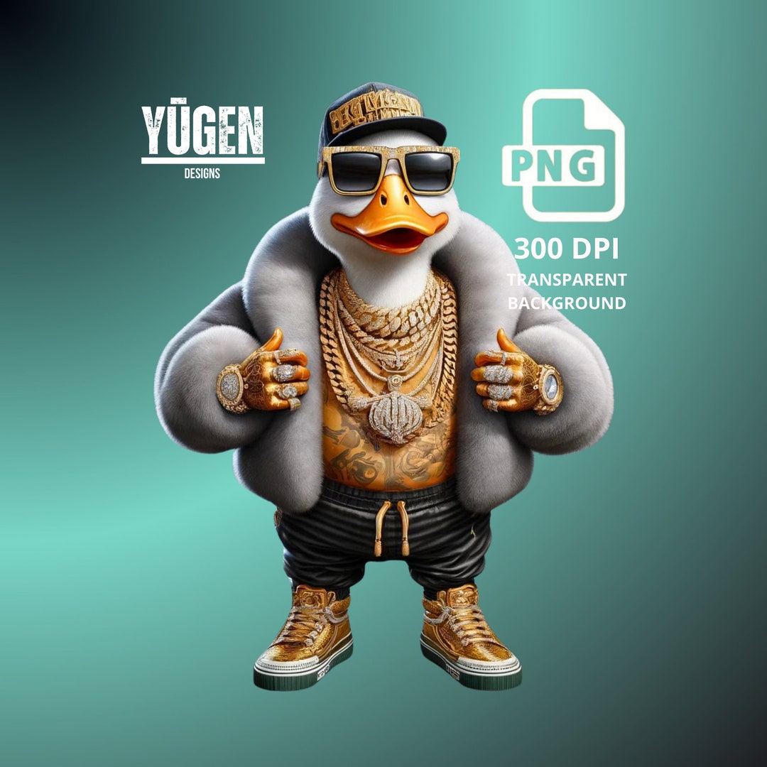 Gangsta Duck PNG Money Themed Graphic T-shirt Digital Design, Graffiti ...