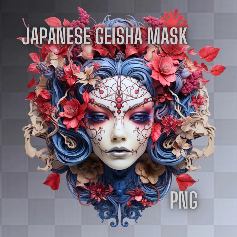Japanese Geisha Mask T-shirt Design PNG Digital Download PNG - Etsy