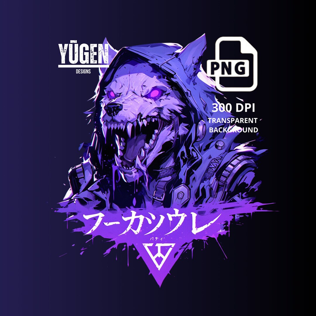 Yokai Cyberpunk Wolf T-shirt Design, Japanese Design, T-shirt POD ...