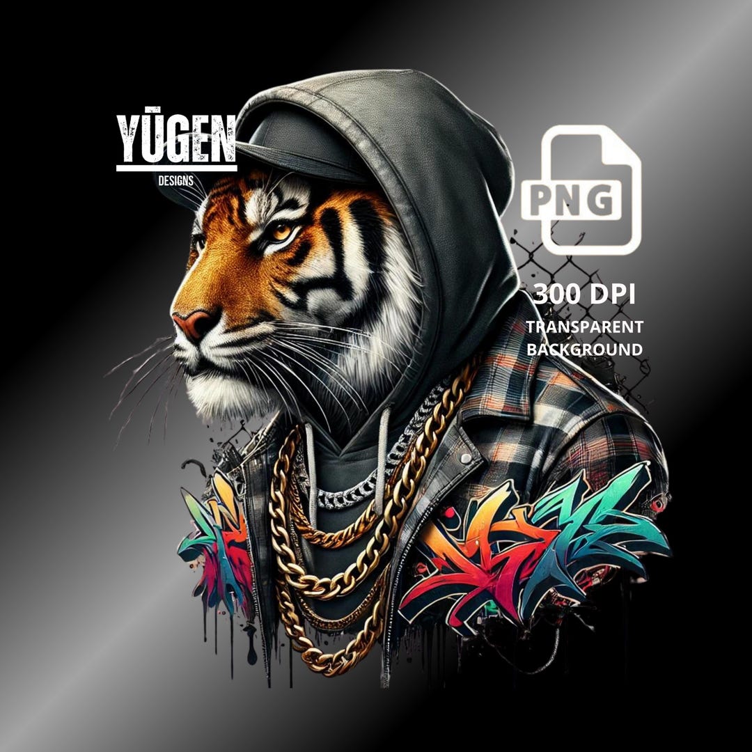Dripping Gangsta Streetwear Graffiti Tiger PNG | Graphic T-shirt ...