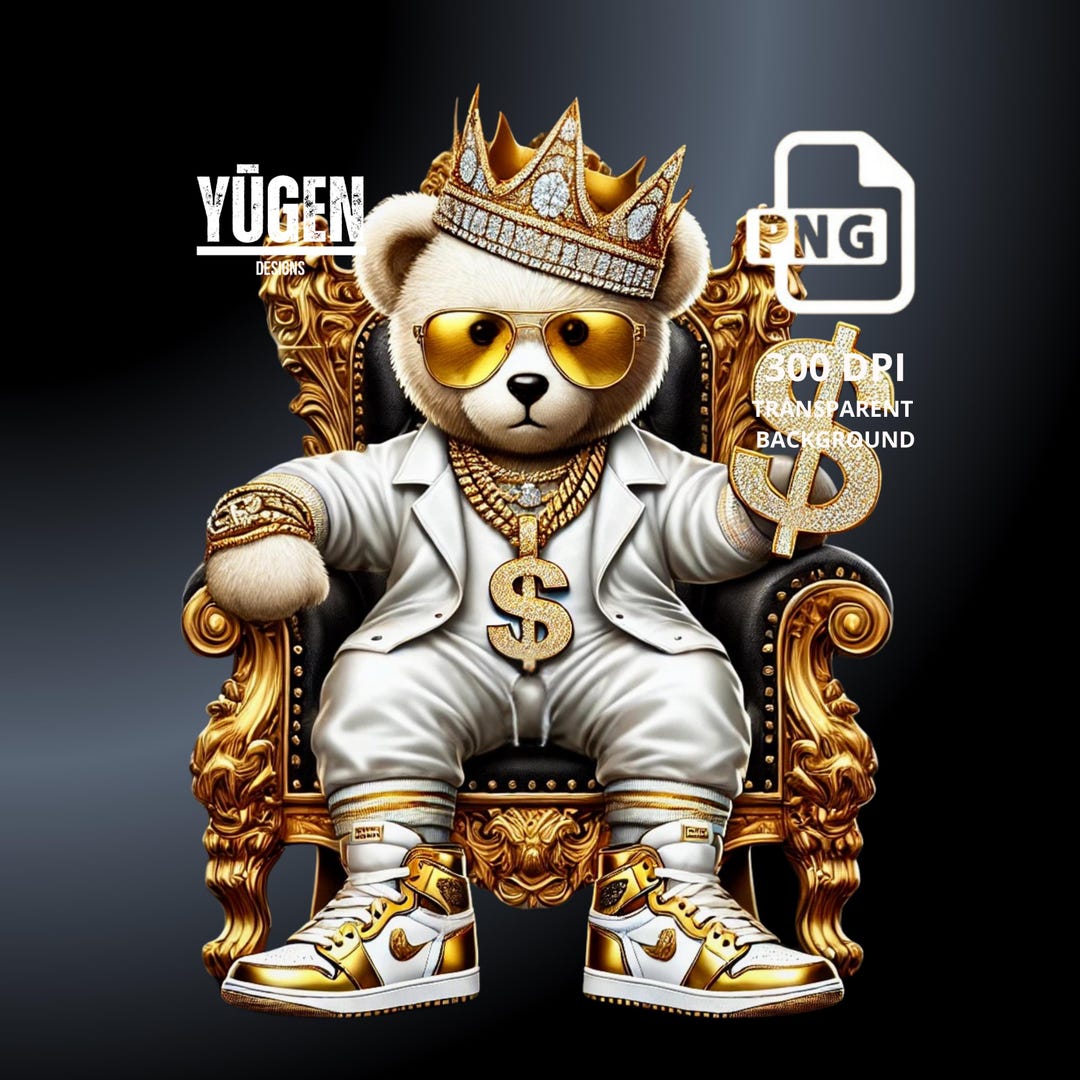 Royal Gangsta Teddy Bear, Gold King Hip Hop Teddy Bear, Trendy Graffiti ...