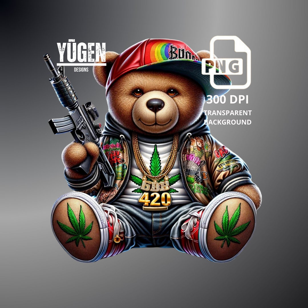 Armed Gangsta Teddy Bear Stoner, Hip Hop Teddy Bear, 420 Urban Teddy ...
