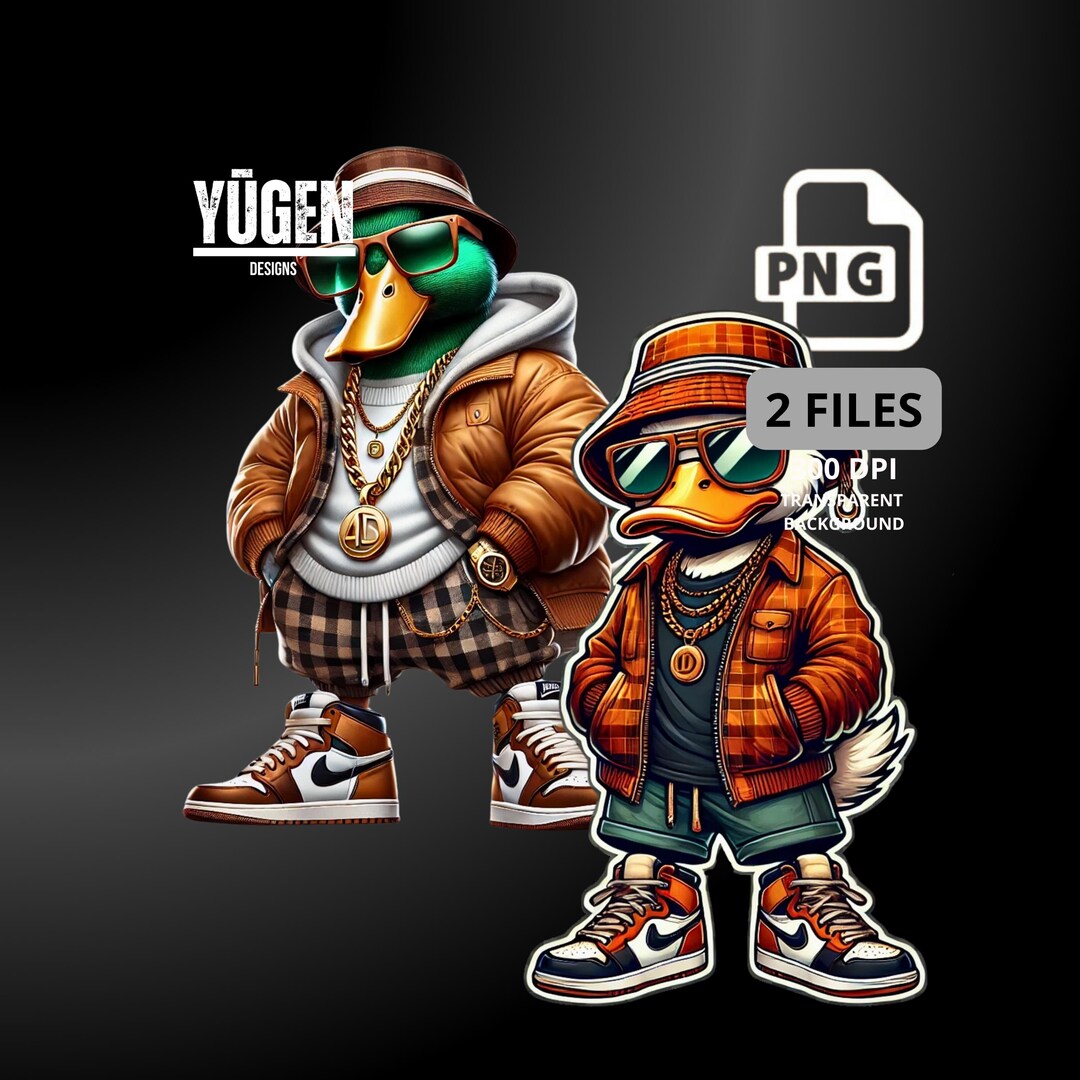 Streetwear Gangsta Duck Sticker Bundle 2 Pngs, Graphic T-shirt Digital ...