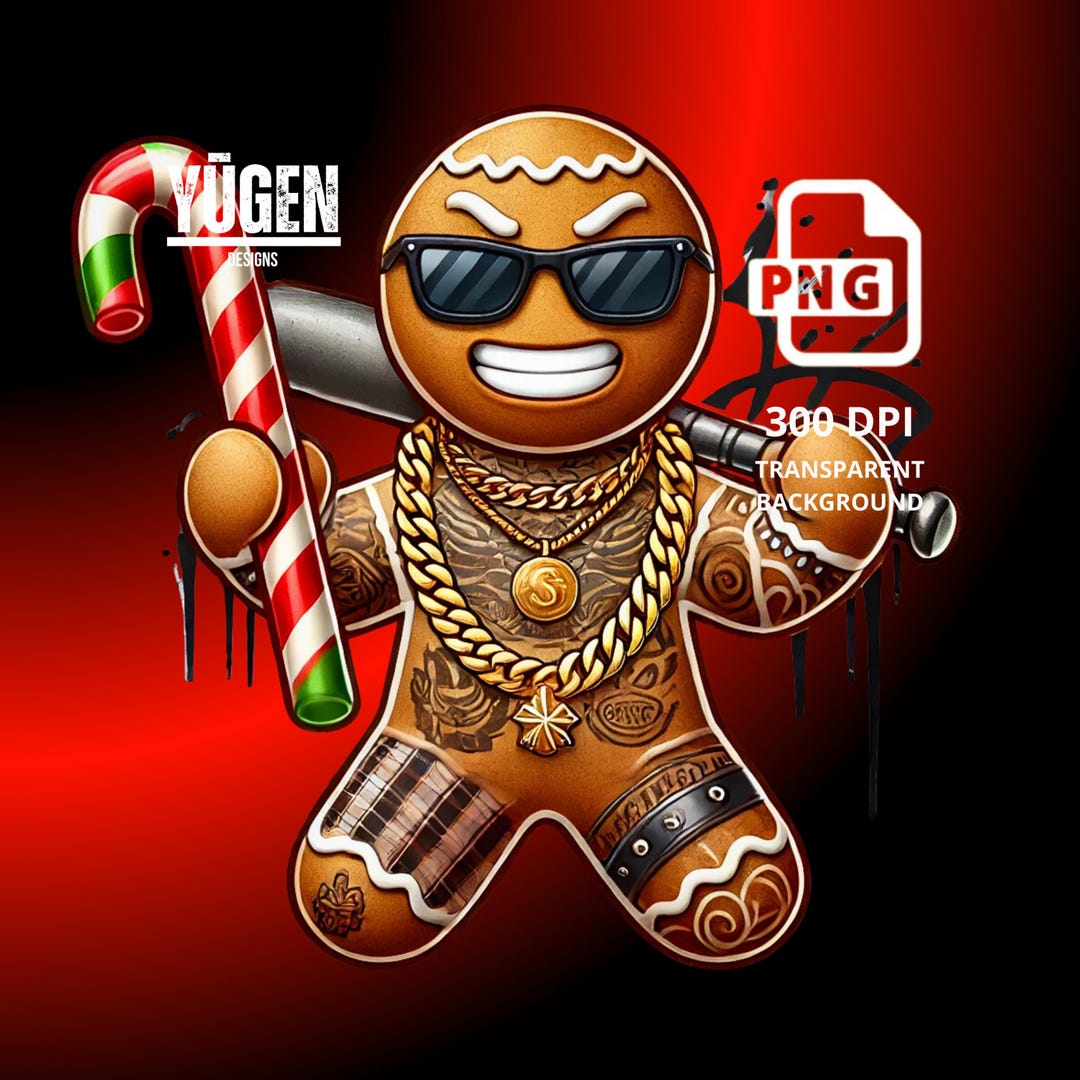 Christmas Gangsta Gingerbread Graffiti Png, Gingerbread Christmas Png ...