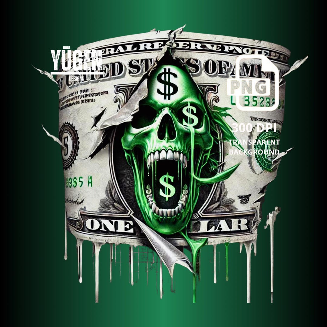 Dripping Dollar Skull Png, Money Bill Png, Skull Png, Money Design Png ...