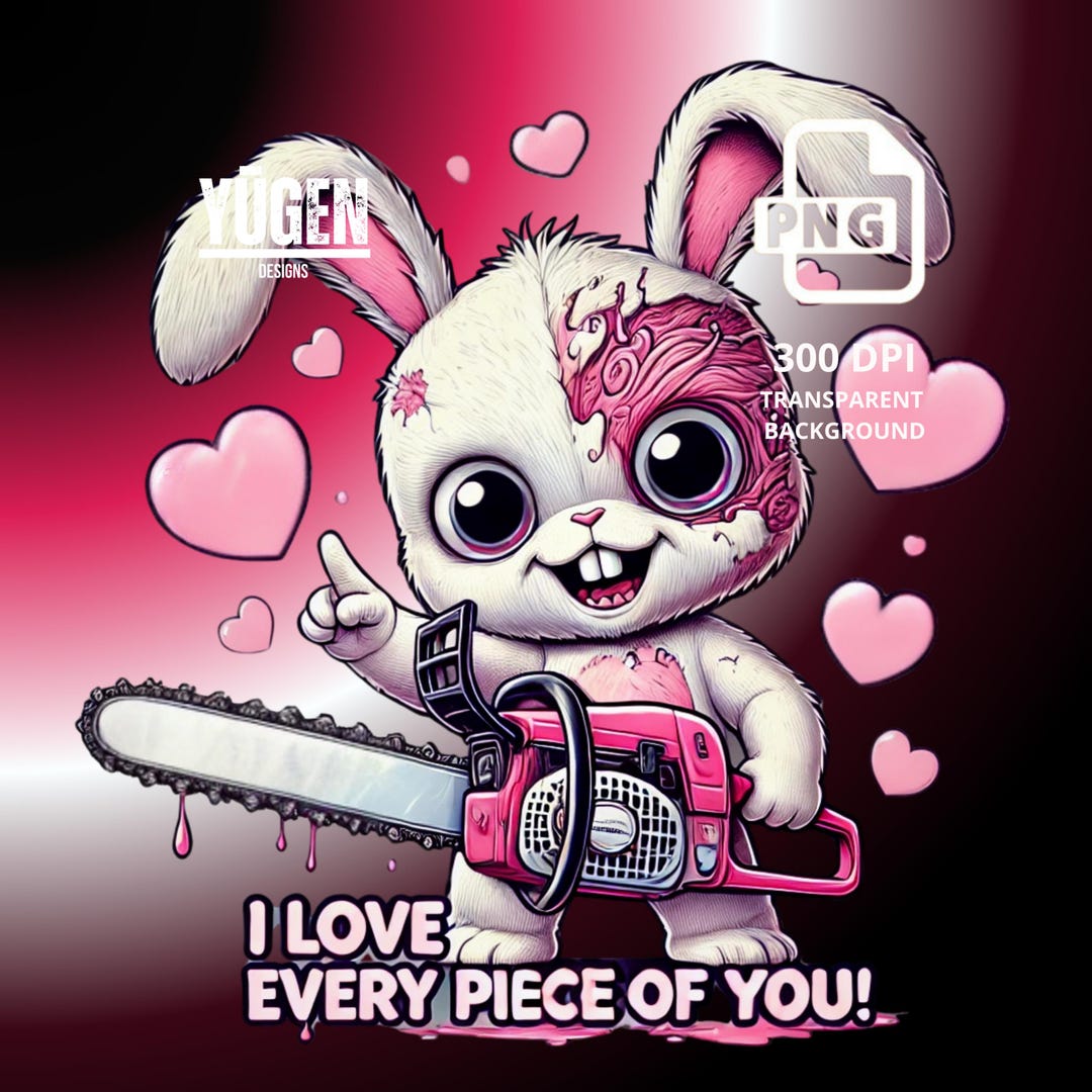 I Love Every Piece of You Chainsaw Bunny PNG, Armed Gangsta Rabbit PNG ...