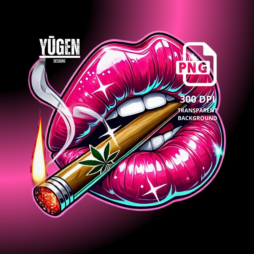 Weed Lips Png, Marijuana Sublimation Design, Lips Clipart, Digital Pink ...