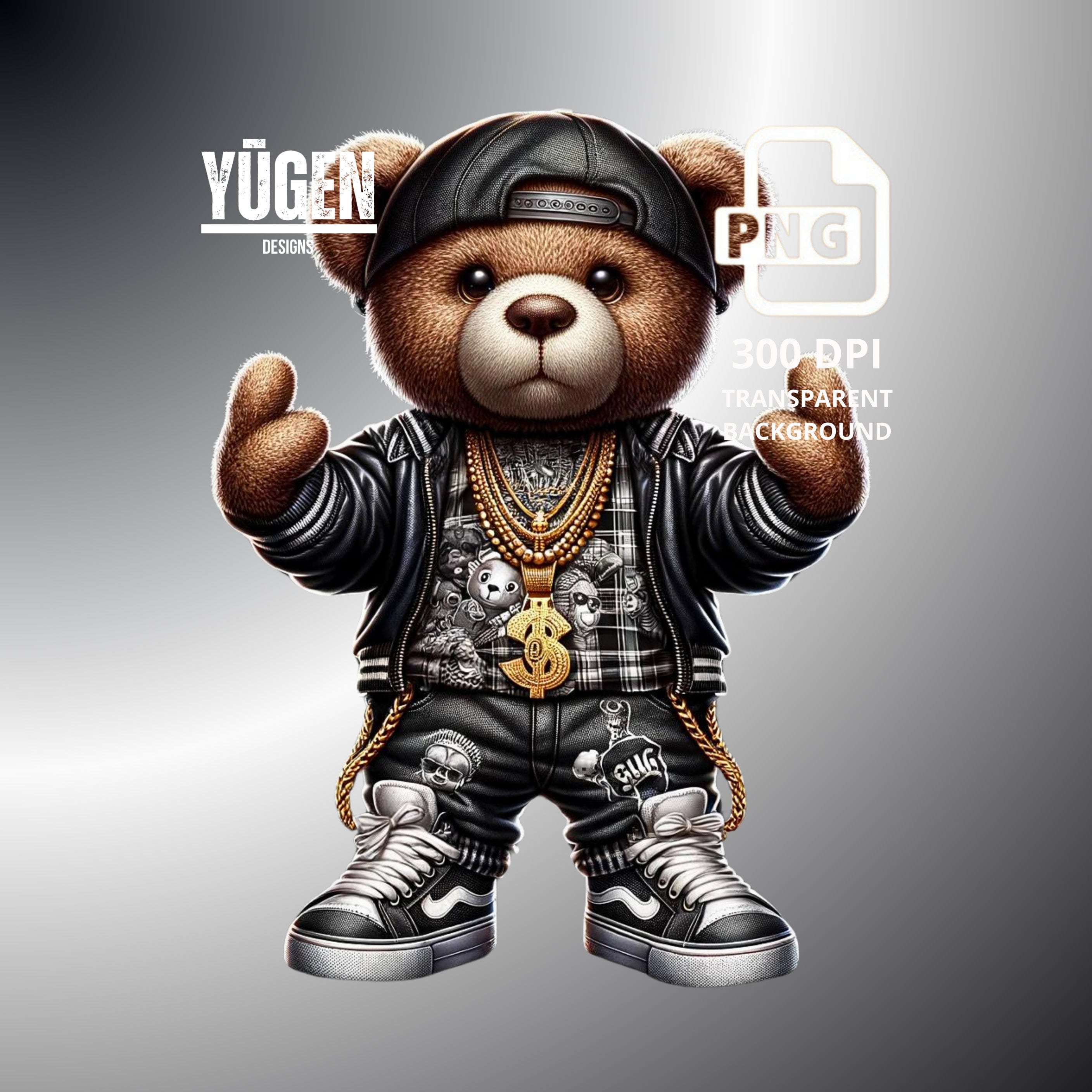 Gangsta Teddy Bear T-shirt Design PNG, Money Themed, Digital Download ...