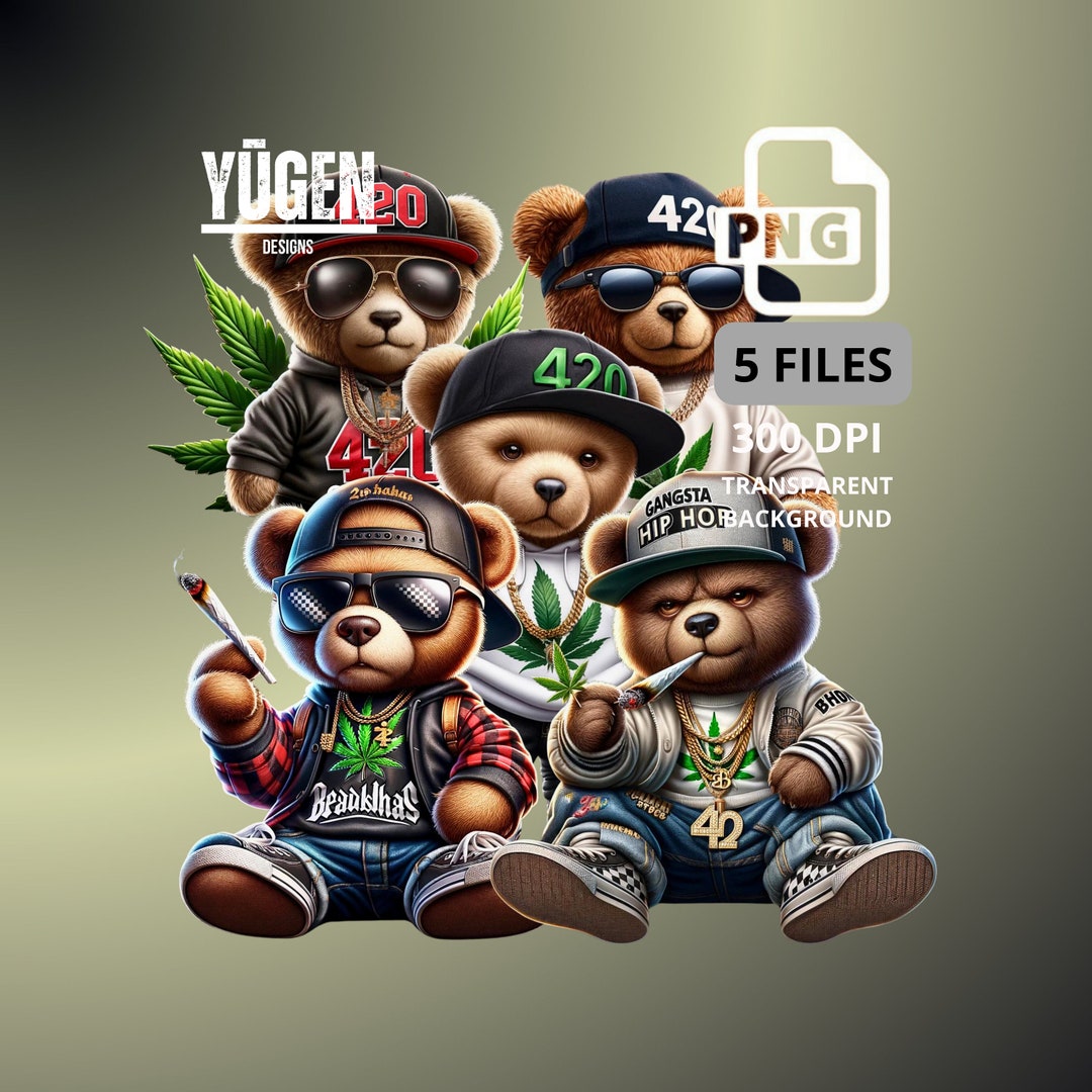 Teddy Bear Stoner Bundle 5 Pngs, 420 Themed, Marijuana Themed, Cannabis ...