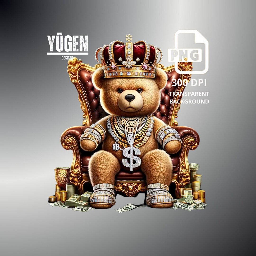 Royal Gangsta Teddy Bear, Gold King Hip Hop Teddy Bear, Trendy Graffiti ...