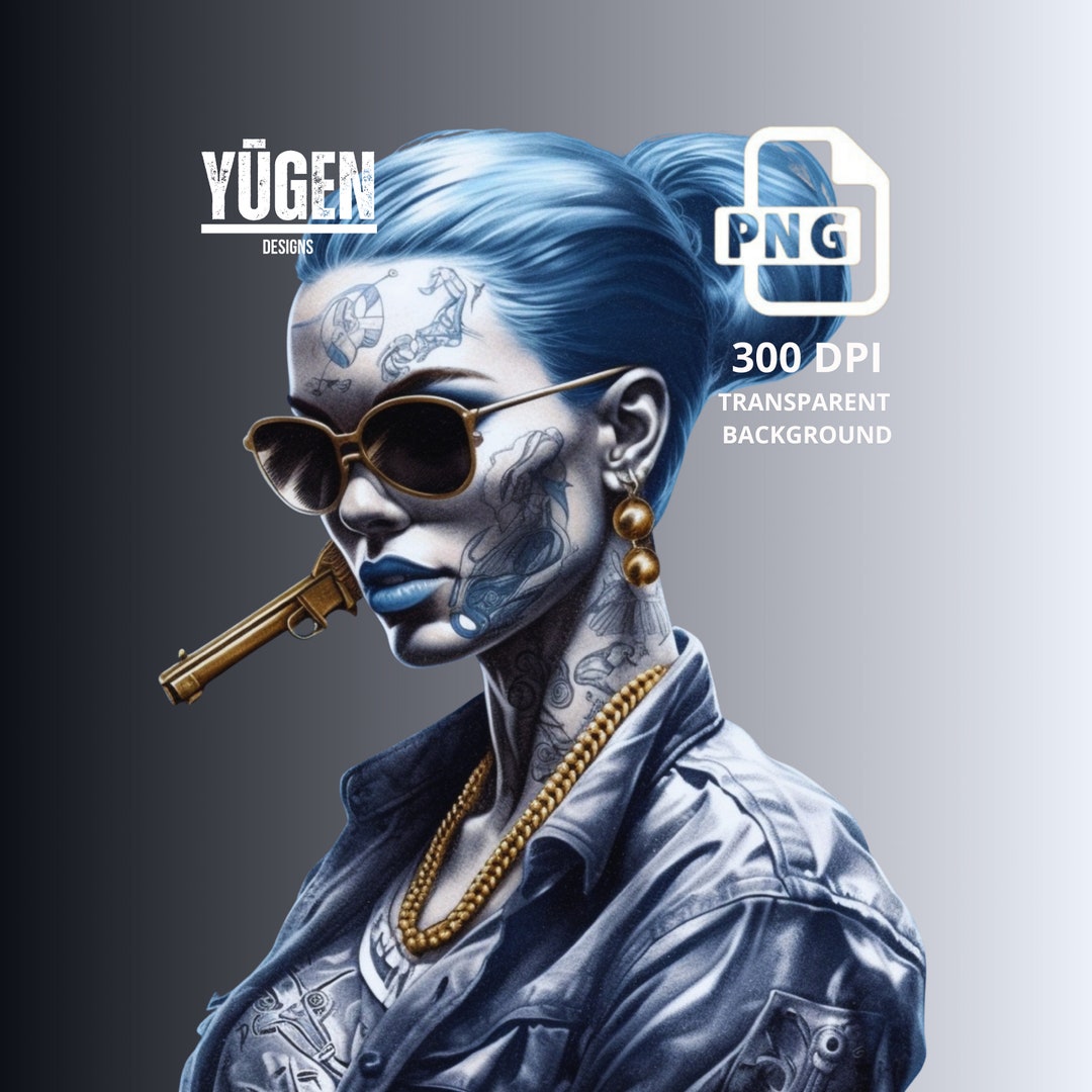 Female Mobster Portrait T-shirt Design Digital Download PNG Design ...