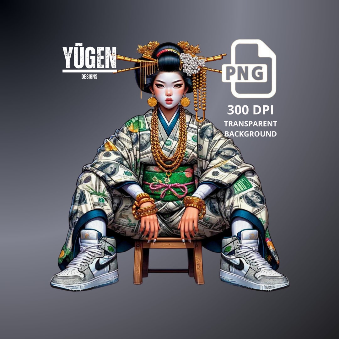 Streetwear Money Geisha T-shirt Design PNG, Digital Download PNG ...