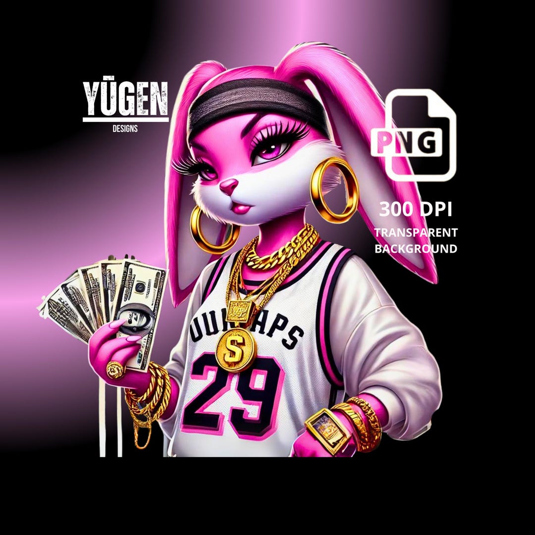 Female Gangsta Bunny, Basketball Hip Hop Girl Rabbit Money Themed PNG ...