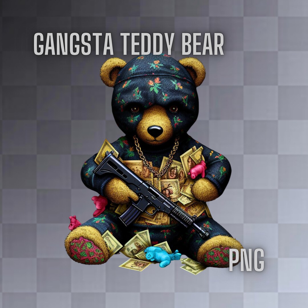 Armed Gangsta Teddy Bear T-shirt Design PNG Money Themed - Etsy