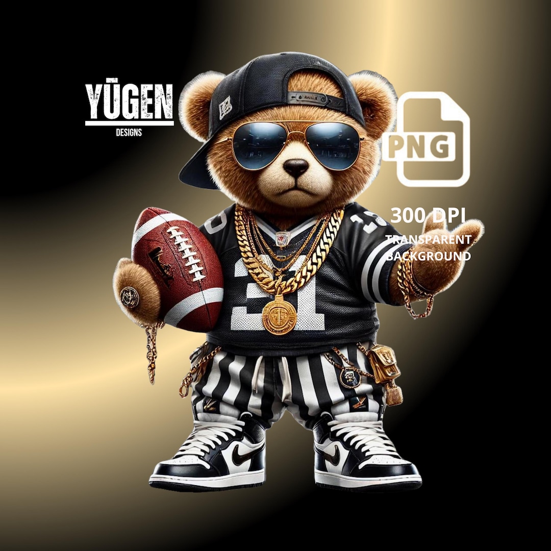 Hip Hop Football Graffiti Bear Cartoon Digital Download PNG, Football ...