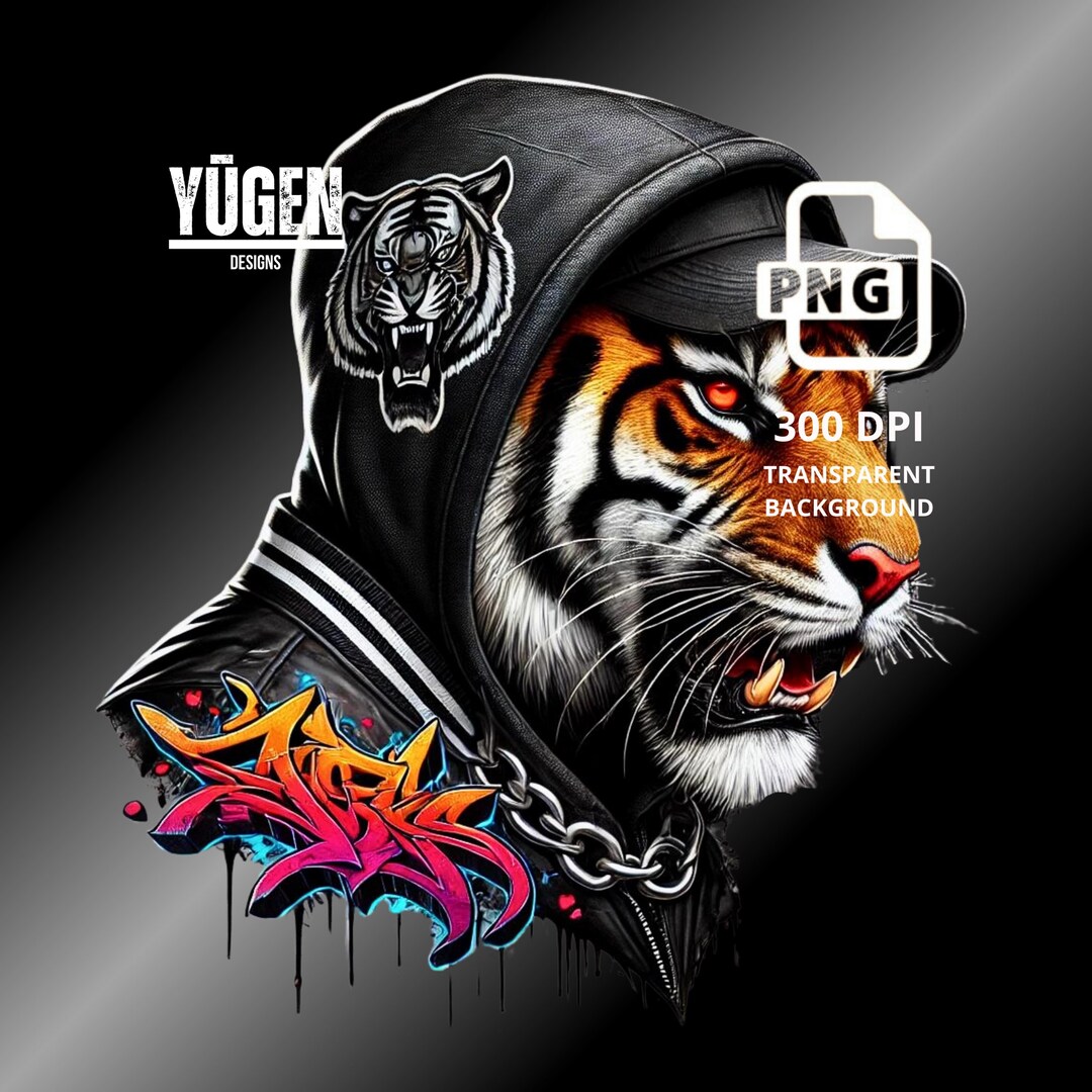 Dripping Gangsta Streetwear Graffiti Tiger PNG Graphic T-shirt Digital ...