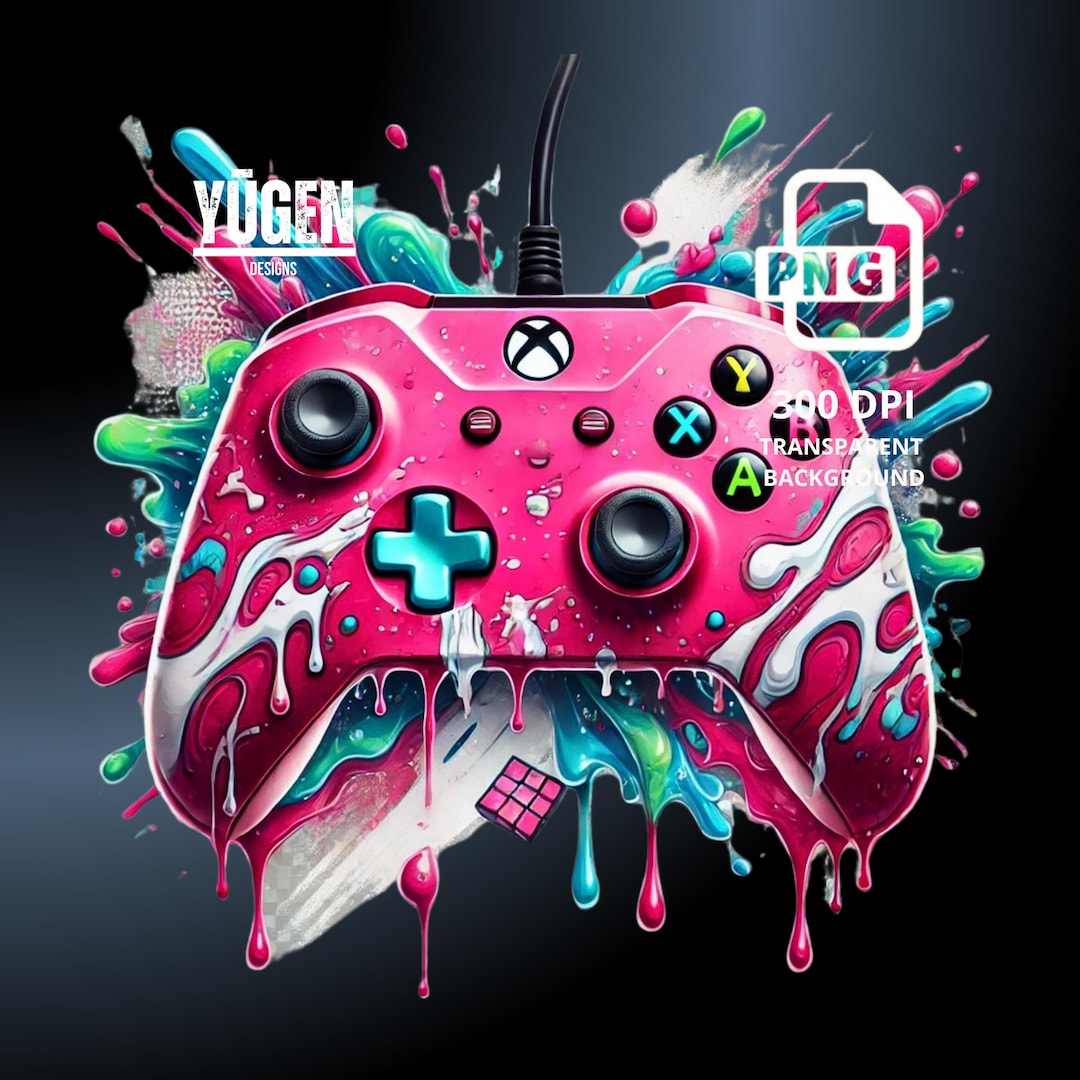 Dripping Pink Gamer Png, Graffiti Gaming Controller Sublimation Design ...