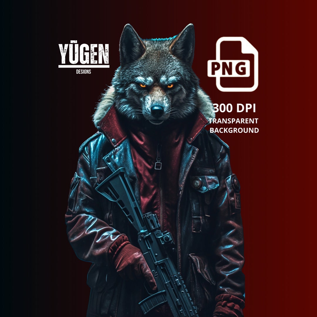 Armed Wolf T-shirt Design Digital Download PNG Digital Graphic Art ...